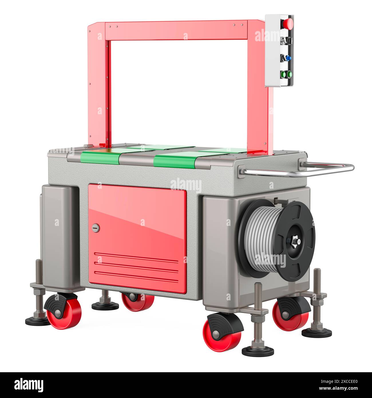 Automatic strapping machine, 3D rendering isolated on white background ...