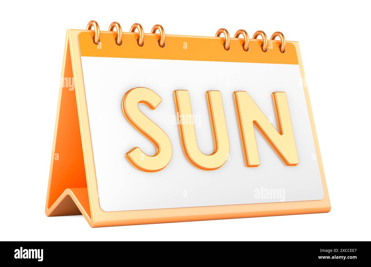 Sunday Calendar Day, Week Calendar. SUN Page, 3D rendering isolated on ...