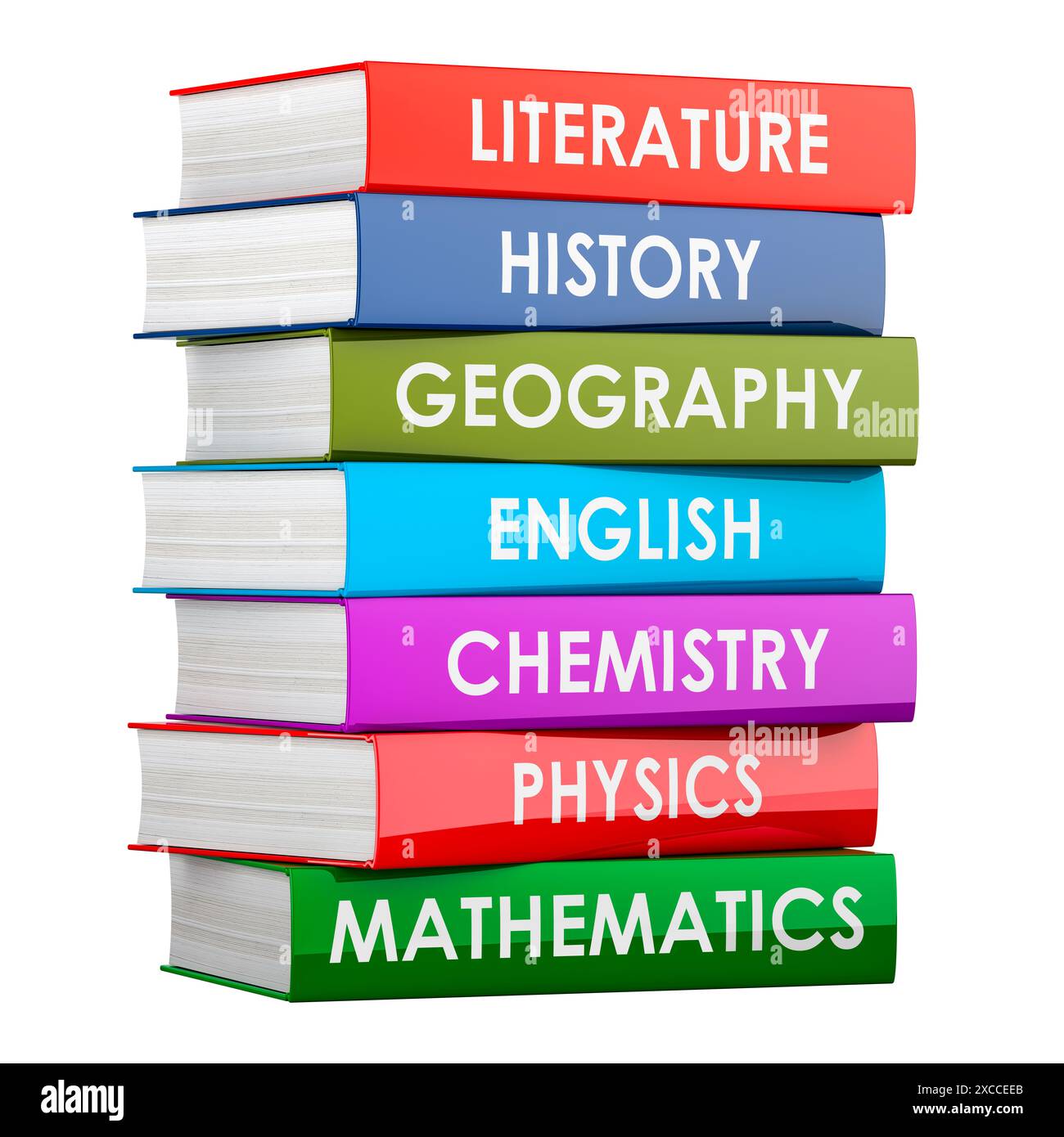 Stack of textbooks, 3D rendering isolated on white background Stock ...
