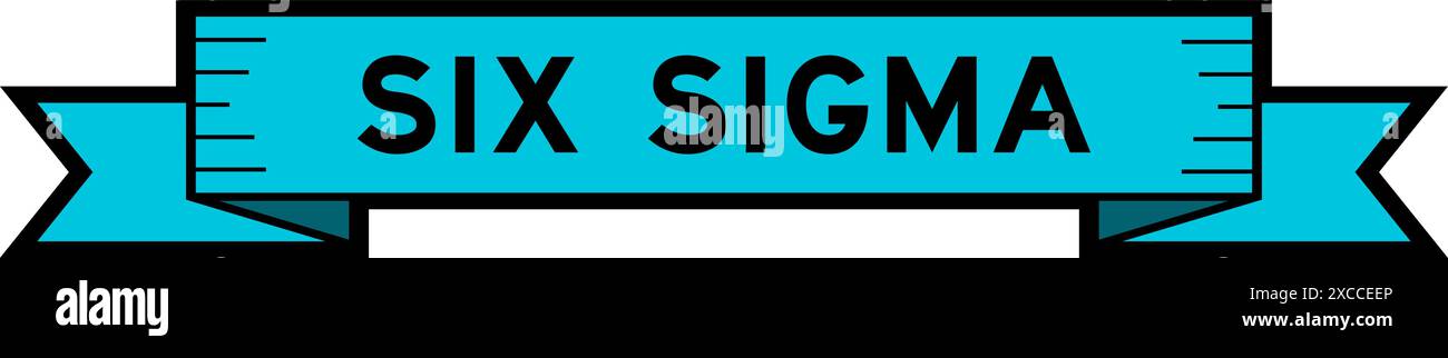 Ribbon label banner with word six sigma in blue color on white ...