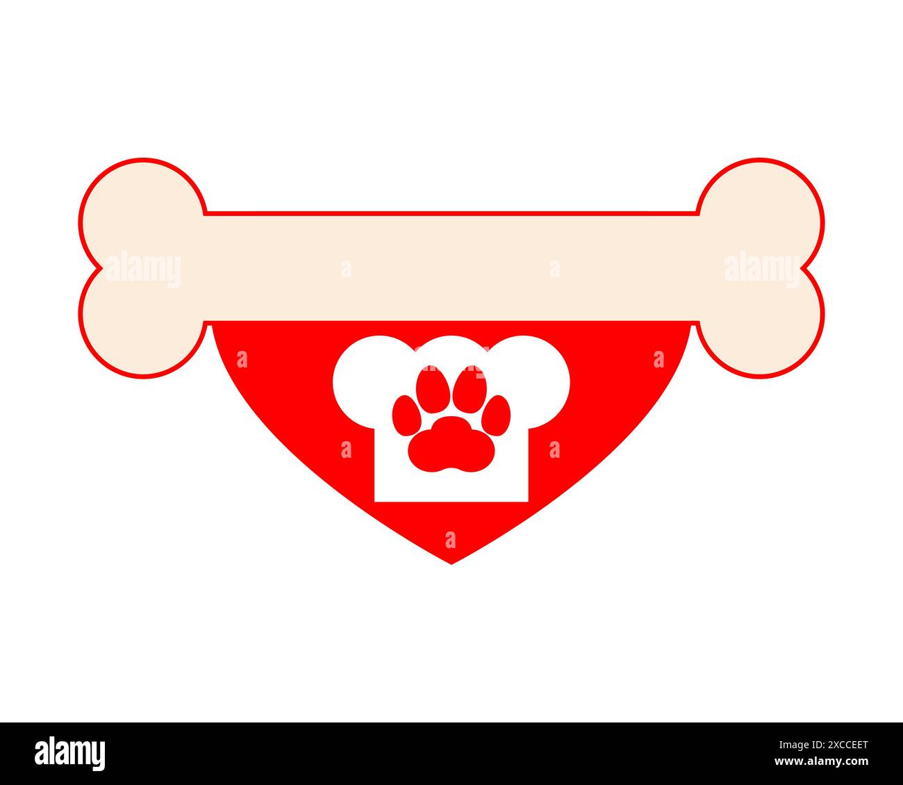 Dog bone logo. Pink bone, dog footprint and chef hat. Vector clipart on ...