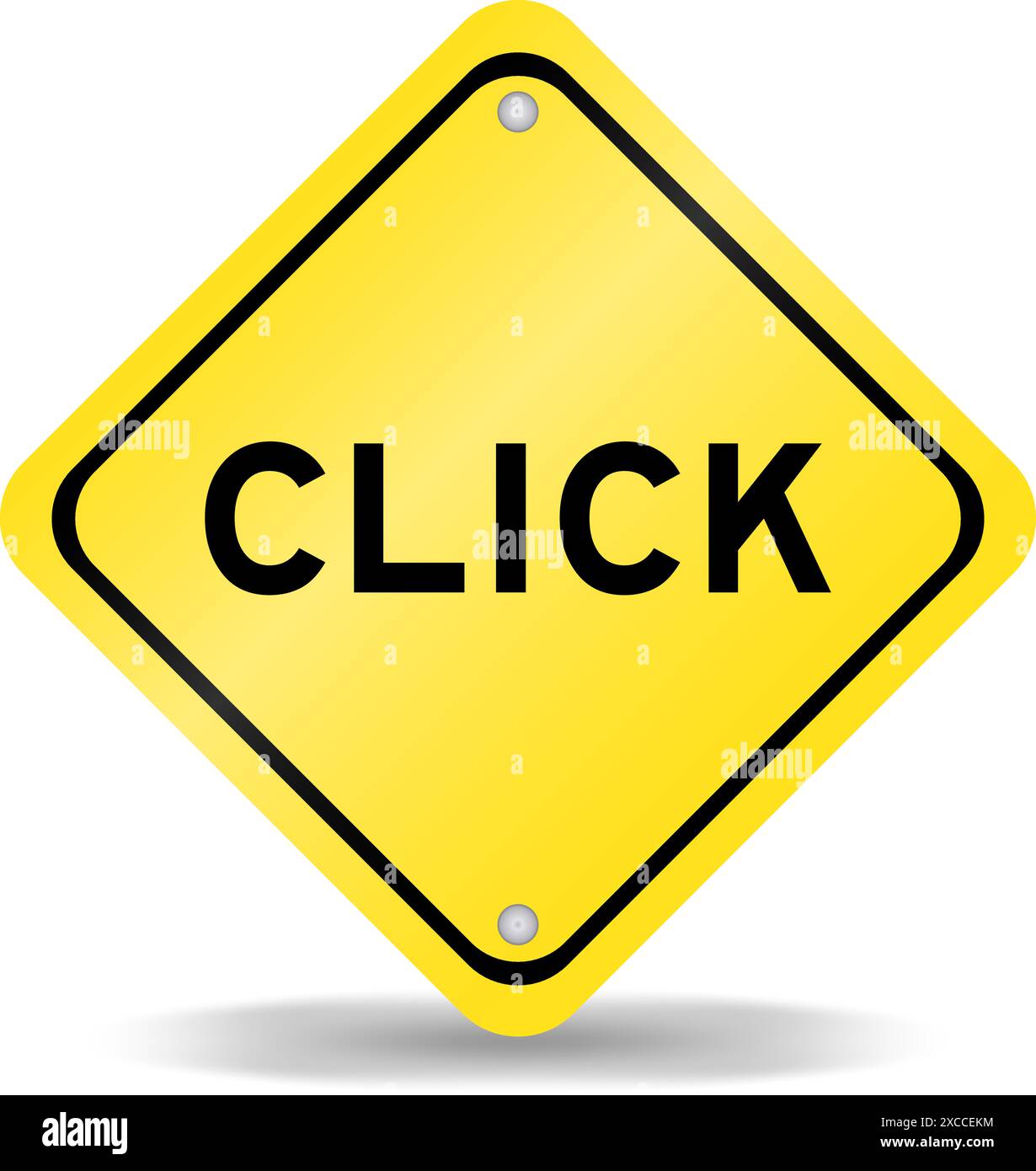 Yellow color transportation sign with word click on white background ...