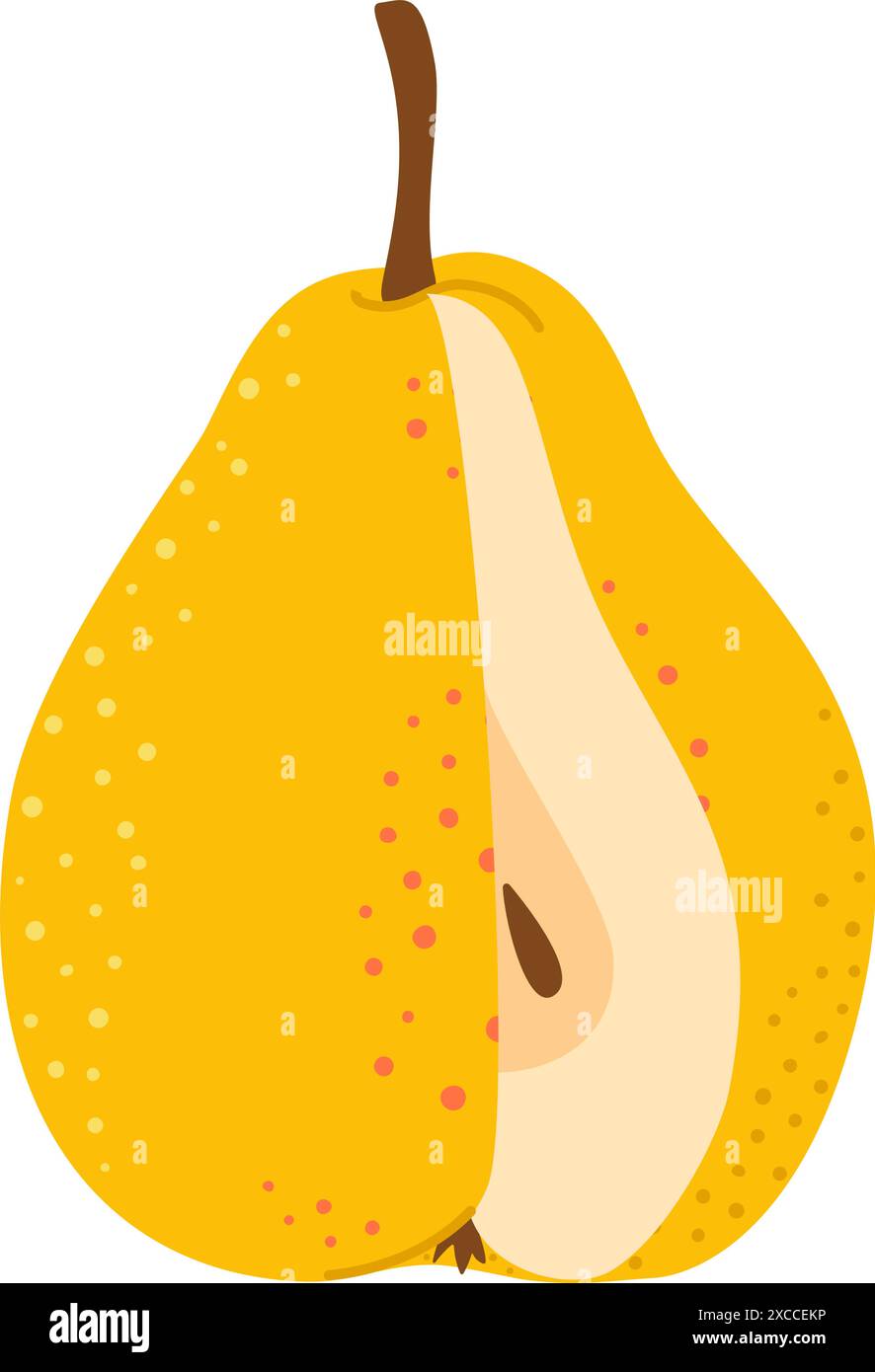 Cut yellow pear cartoon icon. Cross section of cut fresh, juicy yellow ...
