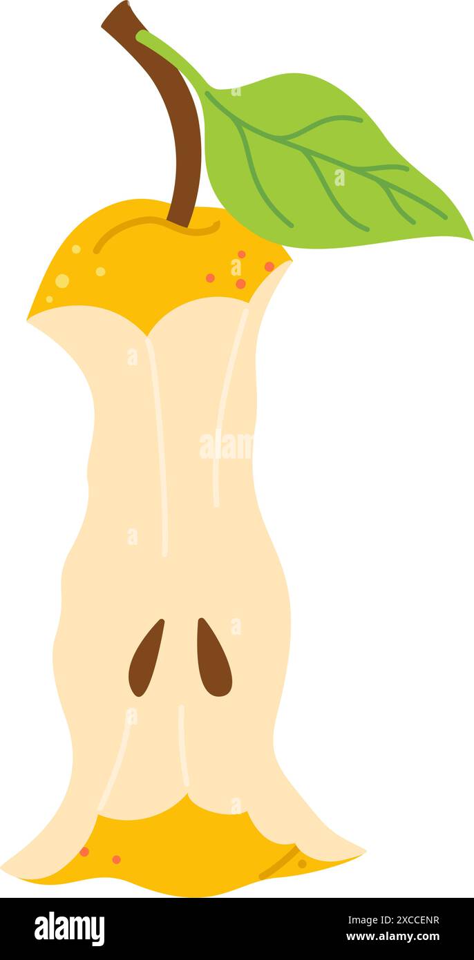 Yellow pear Core. Hand drawn trendy flat style isolated. Ripe pear ...