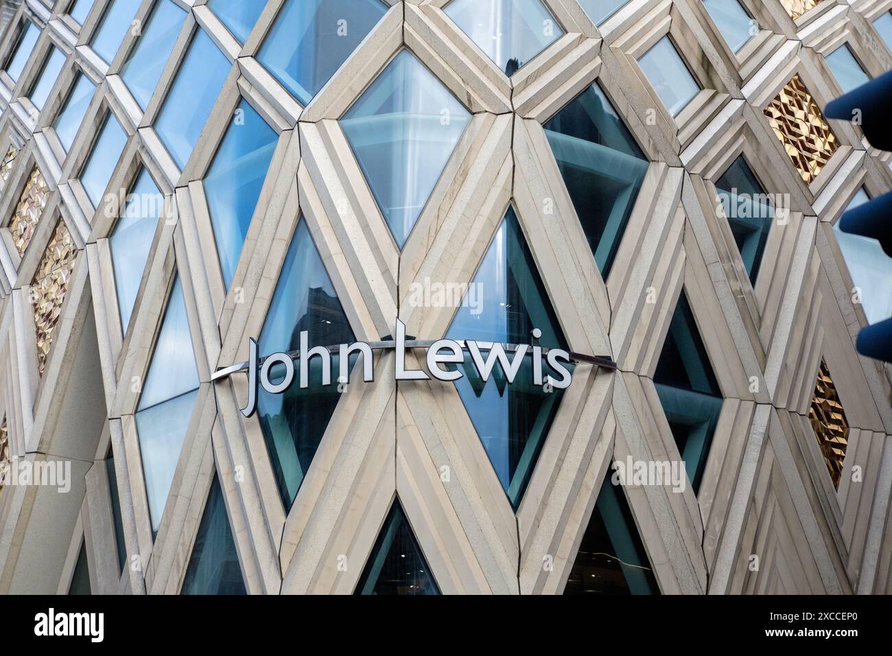Leeds England: 3rd Jun 2024: A street-level view of the John Lewis ...