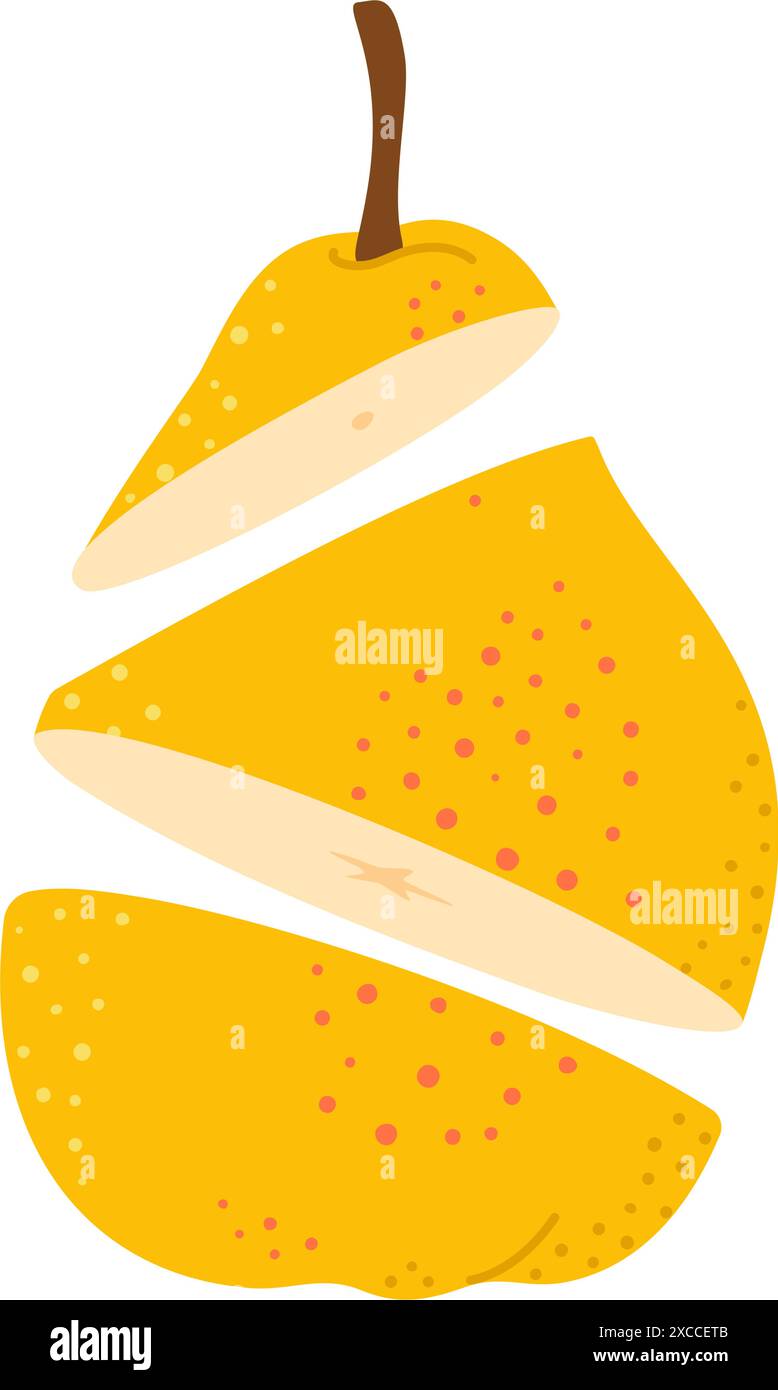 Cut yellow pear cartoon icon. Cross section of cut fresh, juicy yellow ...