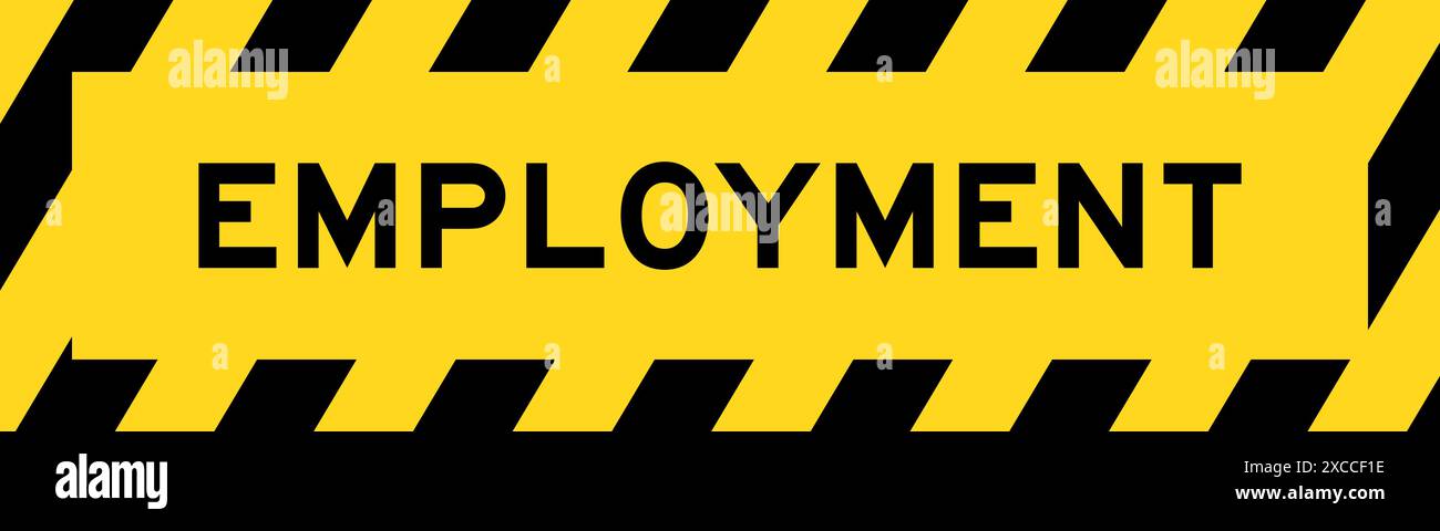 Yellow and black color with line striped label banner with word ...