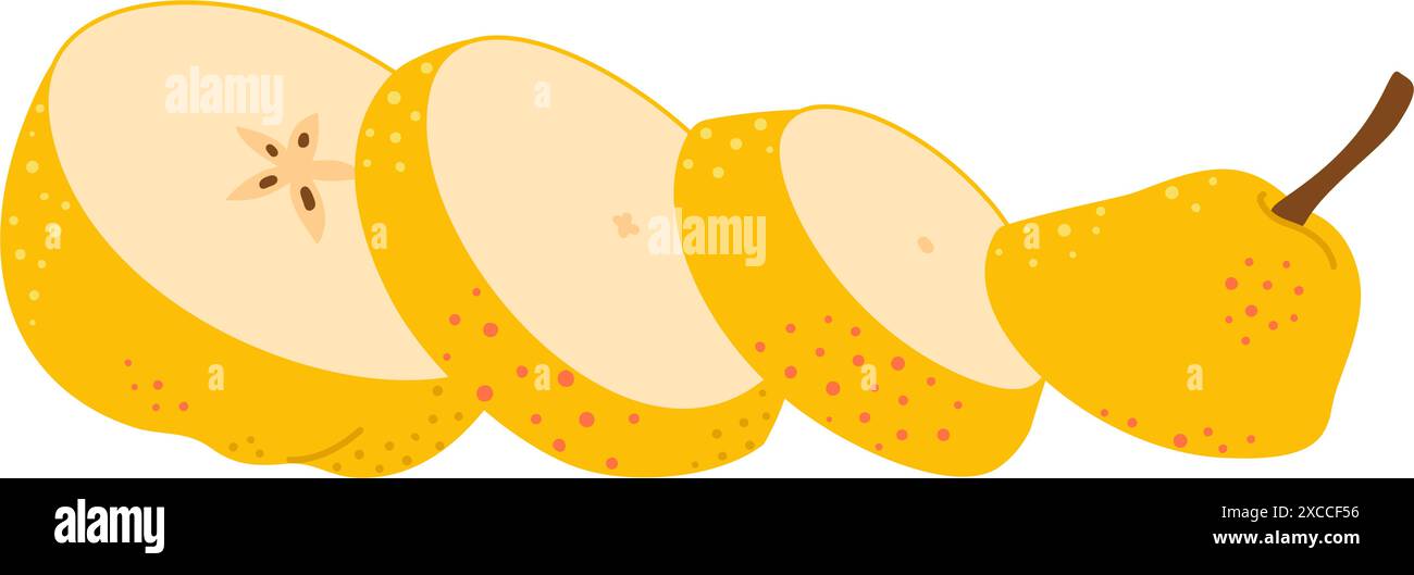 Cut yellow pear cartoon icon. Cross section of cut fresh, juicy yellow ...