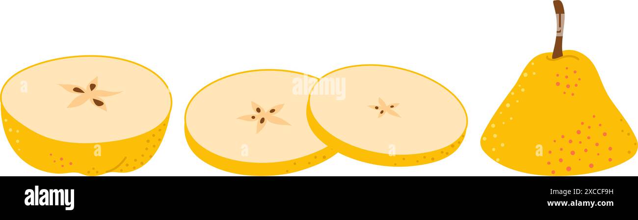 Cut yellow pear cartoon icon. Cross section of cut fresh, juicy yellow ...