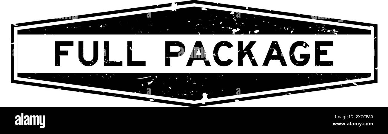 Grunge black full package word hexagon rubber seal stamp on white ...
