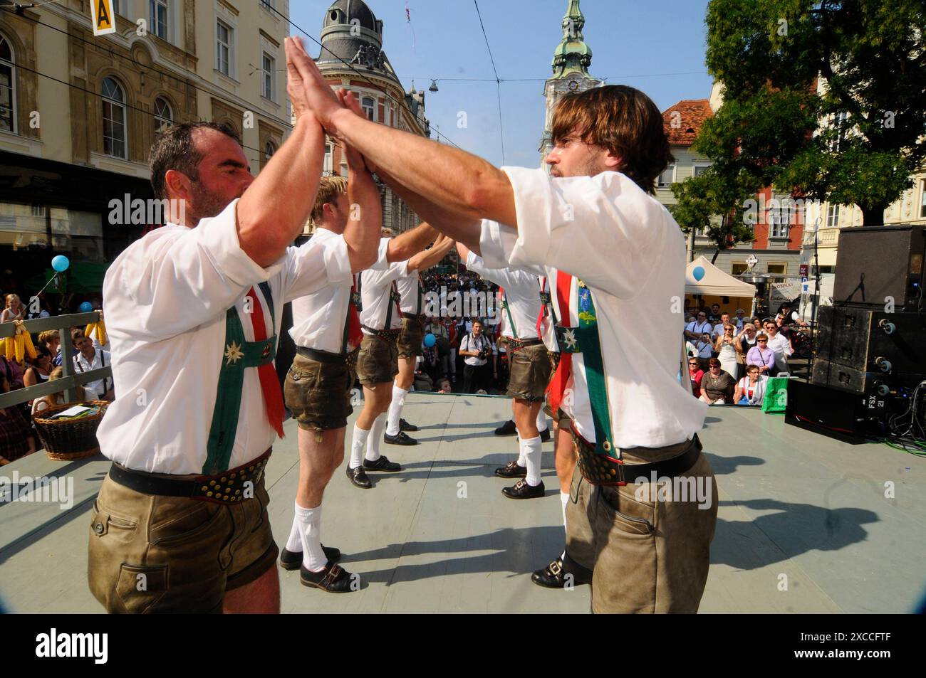 wearing traditional styrian leather pants, folk culture and fashion ...