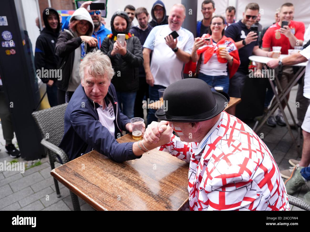 England fan Terry Rose (right) in Heinrich-Konig-Platz in Gelsenkirchen ...