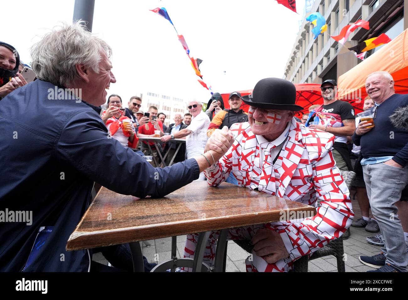 England fan Terry Rose (right) in Heinrich-Konig-Platz in Gelsenkirchen ...
