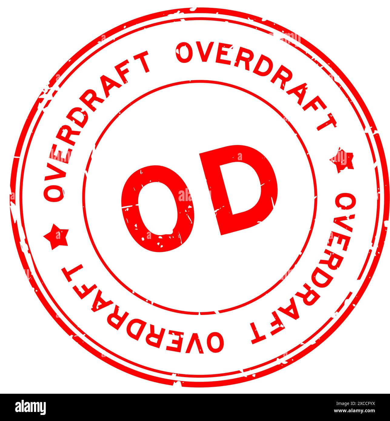 Grunge red OD overdraft word round rubber seal stamp on white background Stock Vector Image ...