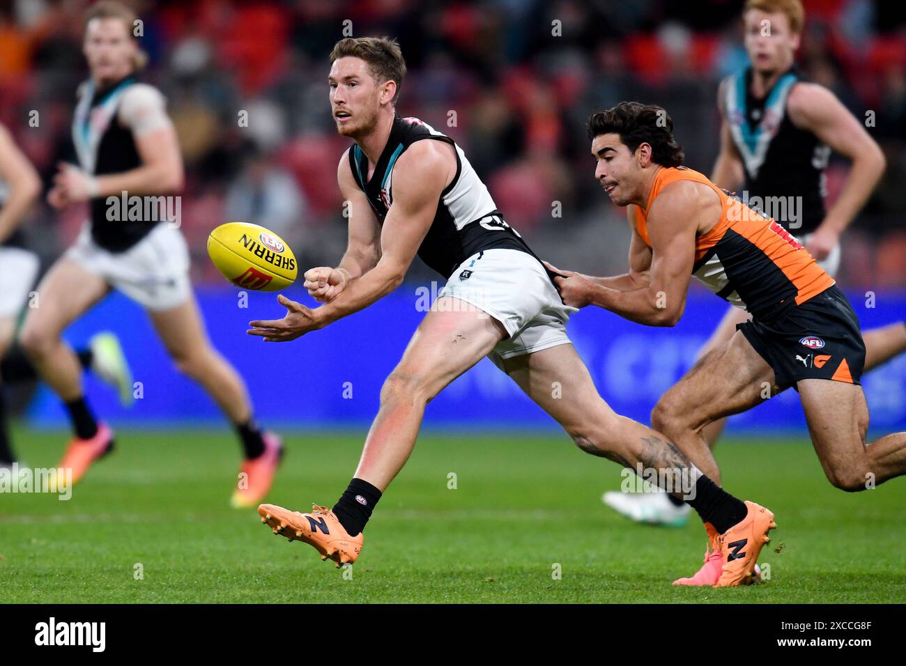 Sydney, Australia. 16th June, 2024. Kane Farrell of the Port Adelaide ...
