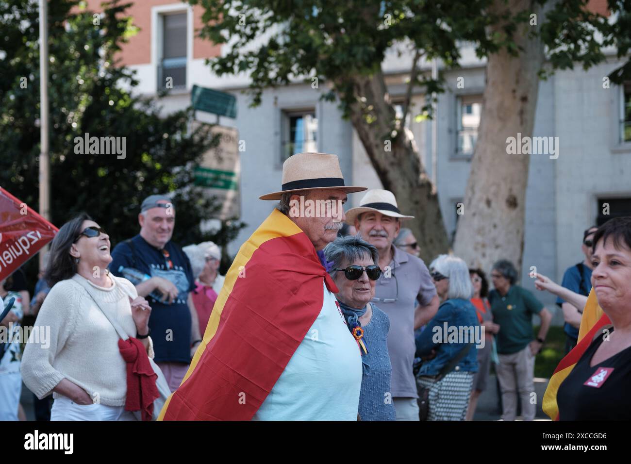 People protest during a march against the monarchy, the end of King ...