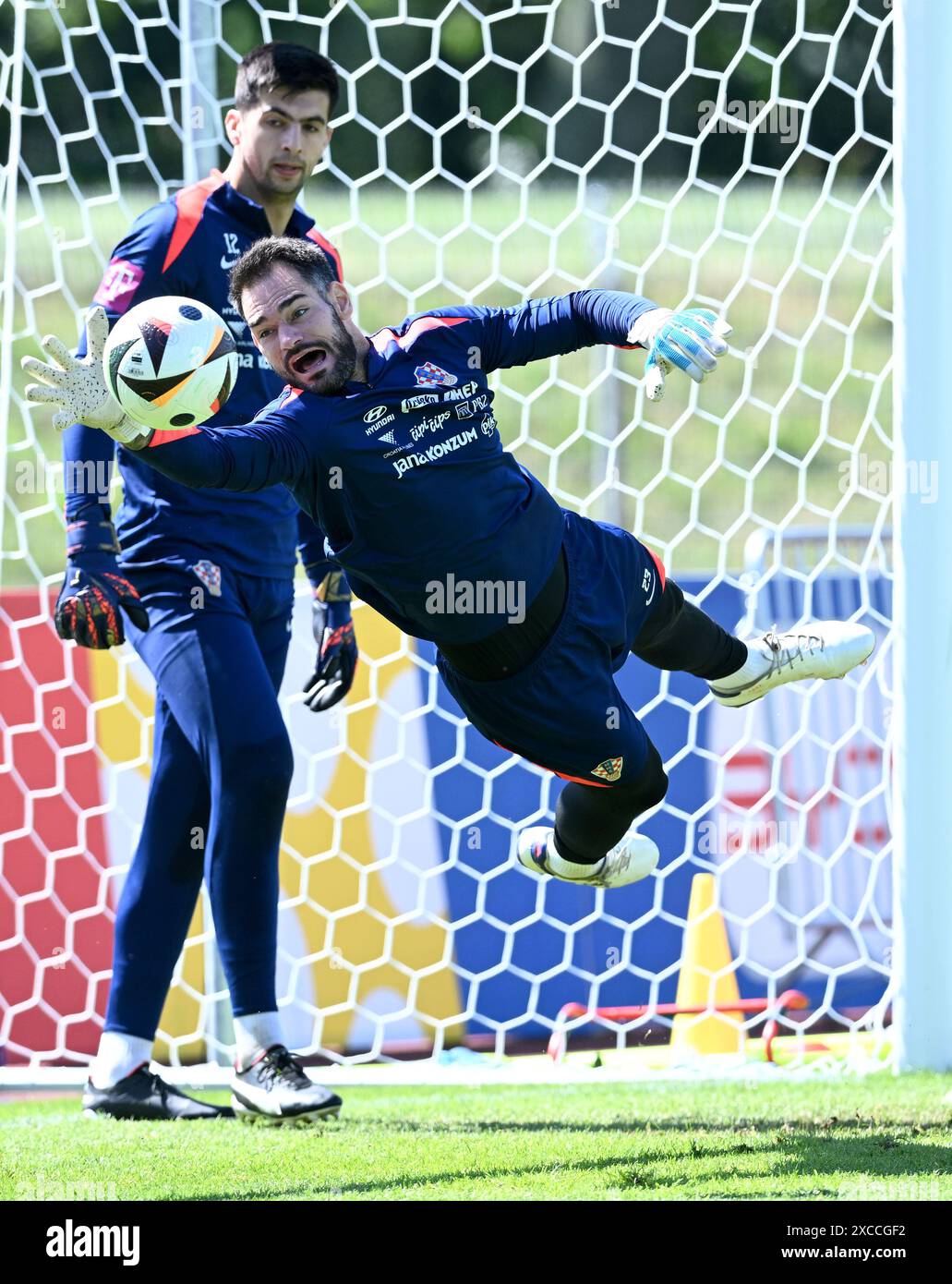 Croatia Goalkeeper Ivica Ivusic is pictured during a training session ...