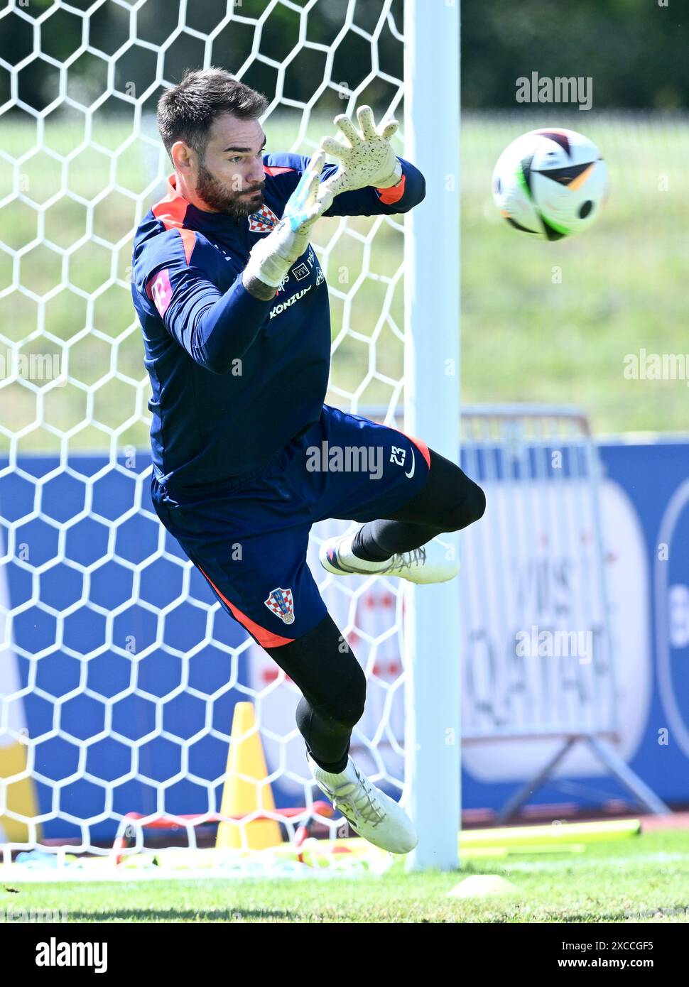 Croatia Goalkeeper Ivica Ivusic is pictured during a training session ...