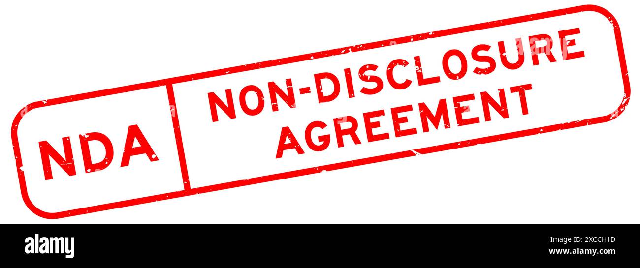 Grunge red NDA Non disclosure agreement word square rubber seal stamp on white background Stock ...