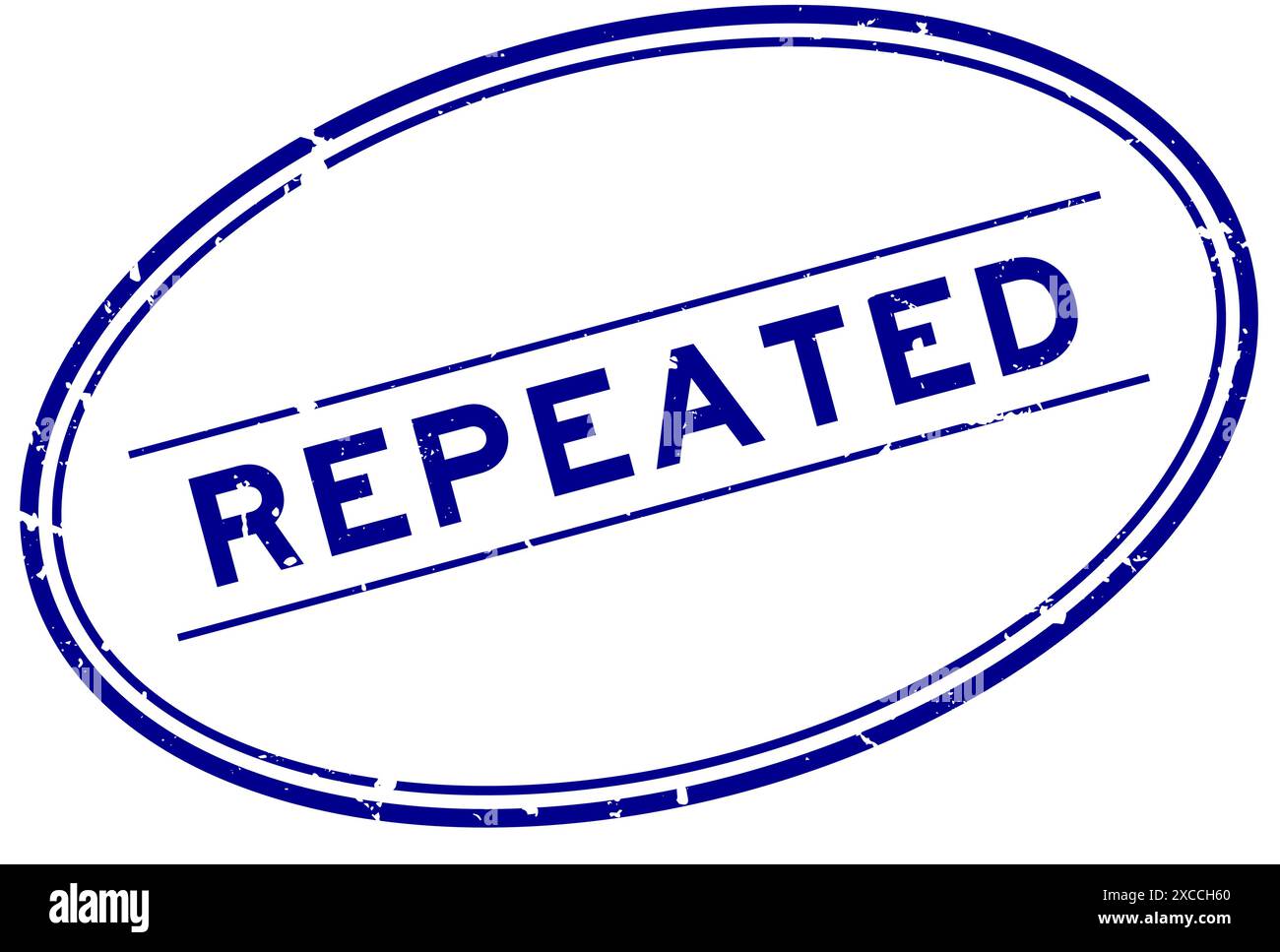 Grunge blue repeated word oval rubber seal stamp on white background ...