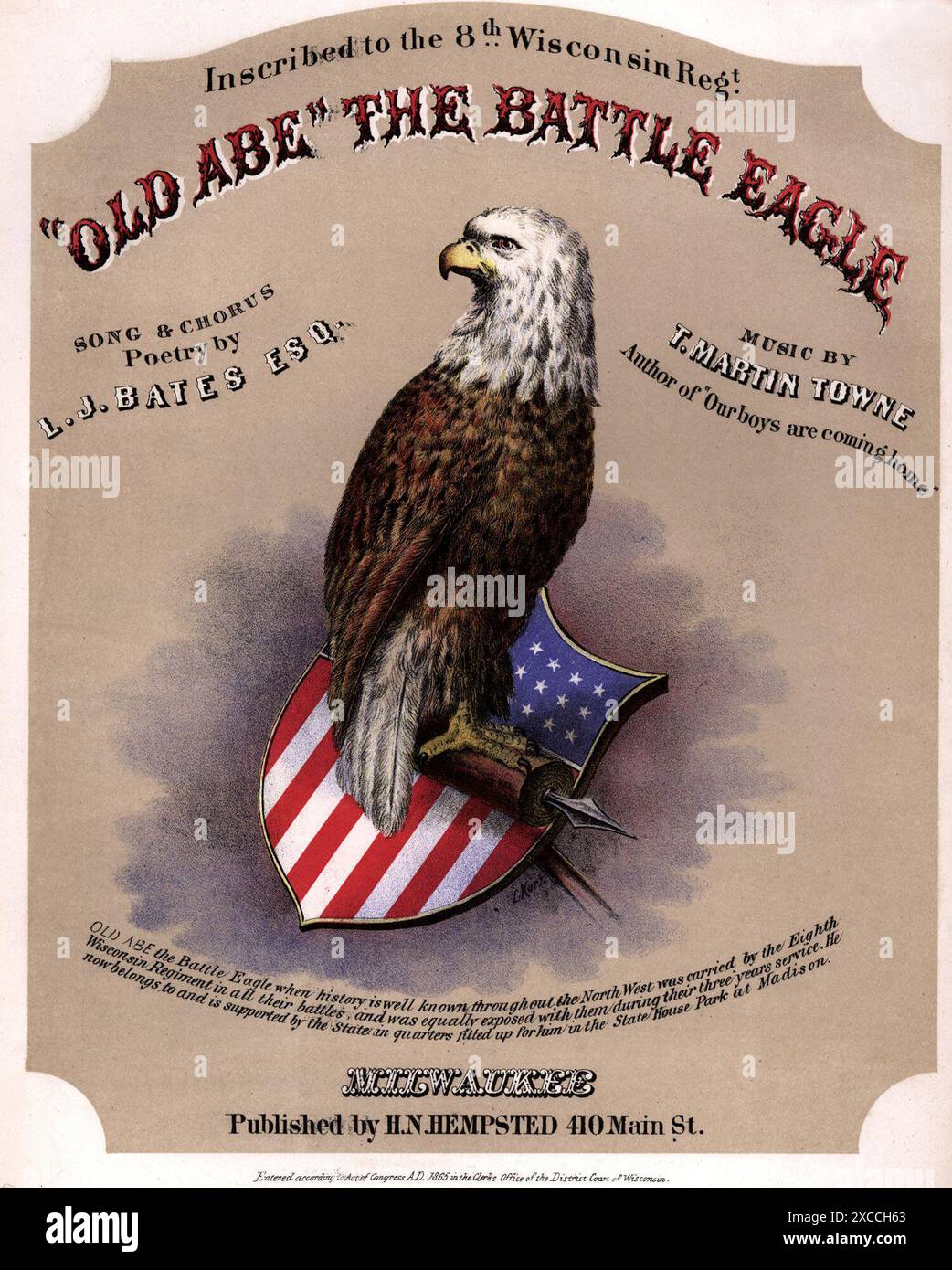 This vintage sheet music cover depicts a majestic bald eagle, nicknamed ...