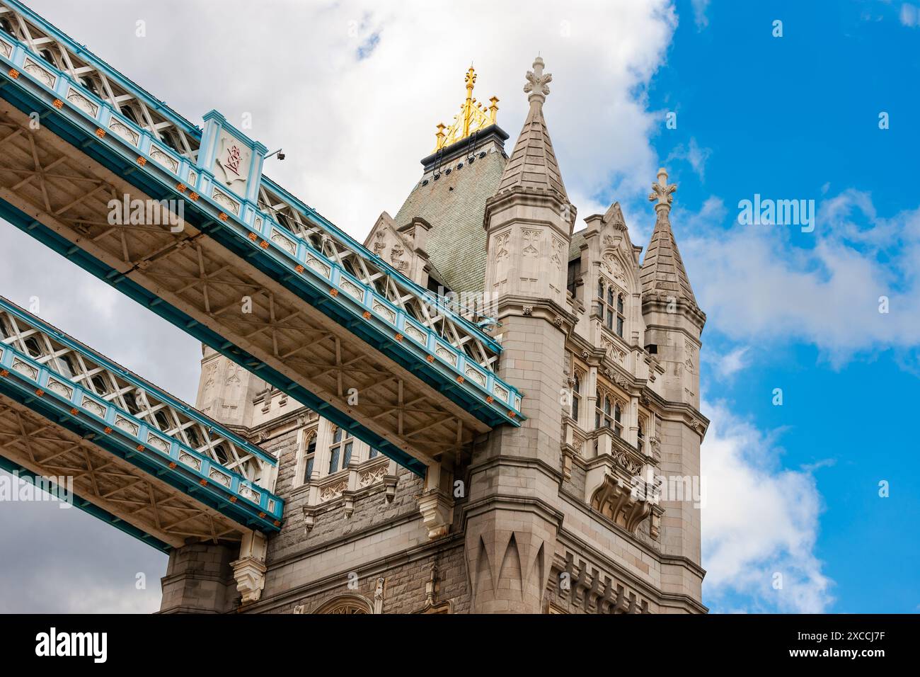 Tower Bridge on River Thames, London, United Kingdom. Top of south ...