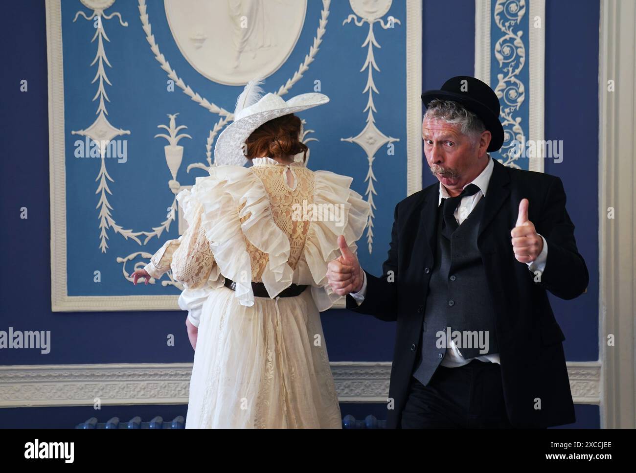 Actor Les Doherty in the role of 'Leopold Bloom' backstage during his ...