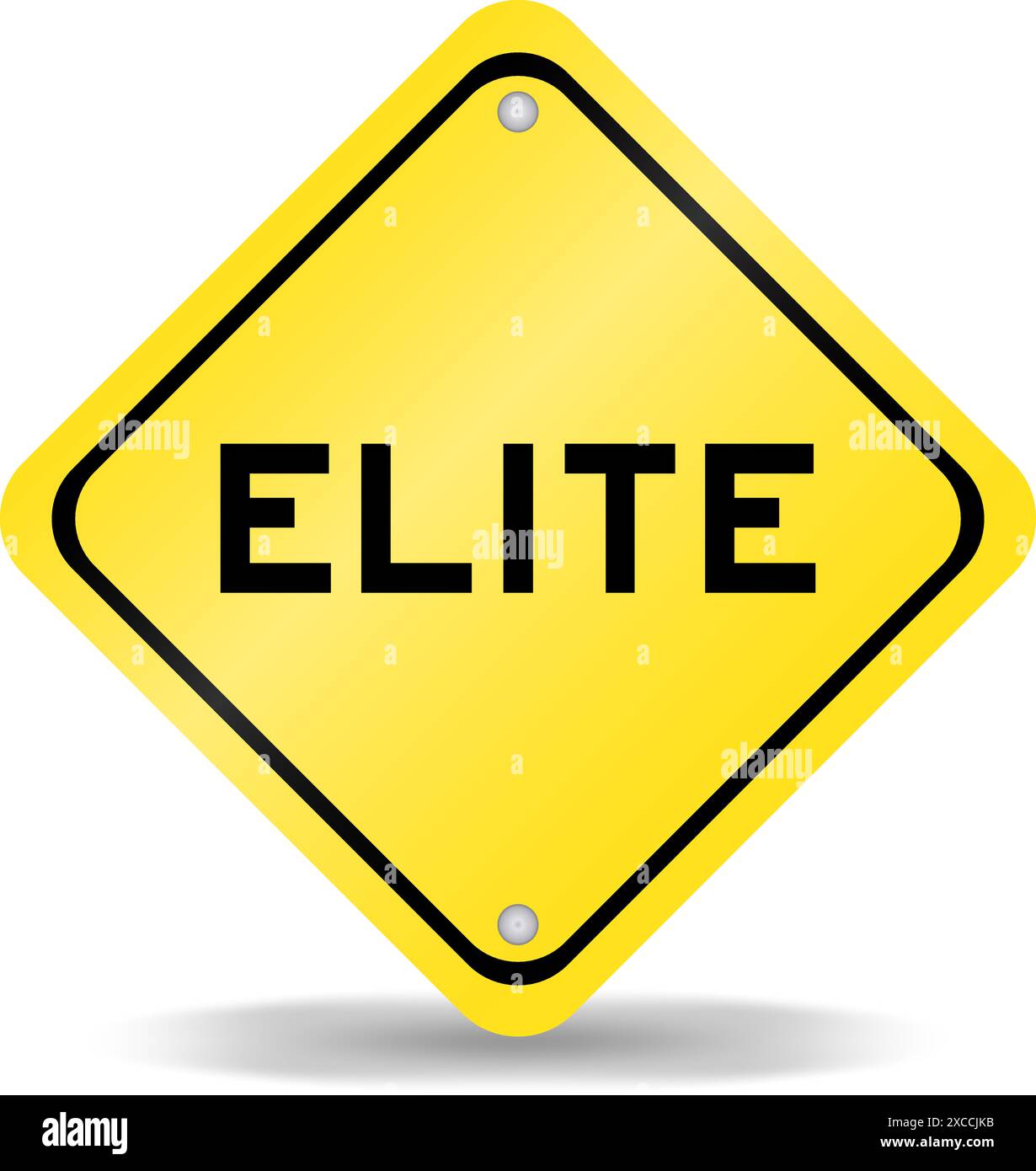 Yellow color transportation sign with word elite on white background ...
