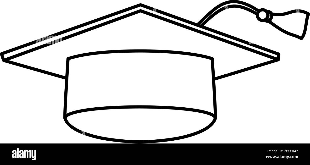 Outlined black graduation cap icon. Graduation hat is a headdress for ...