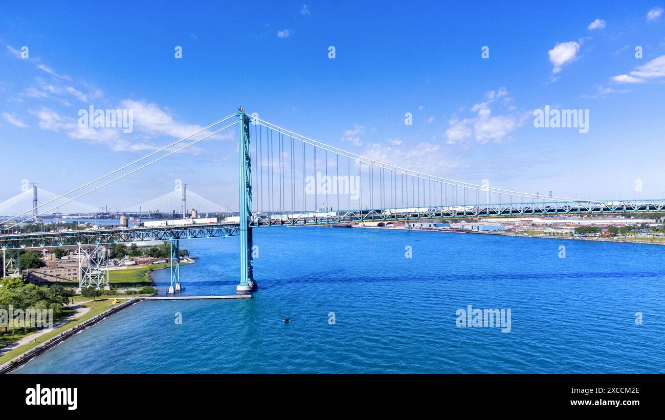Ambassador Bridge in the border of USA and Canada Stock Photo - Alamy