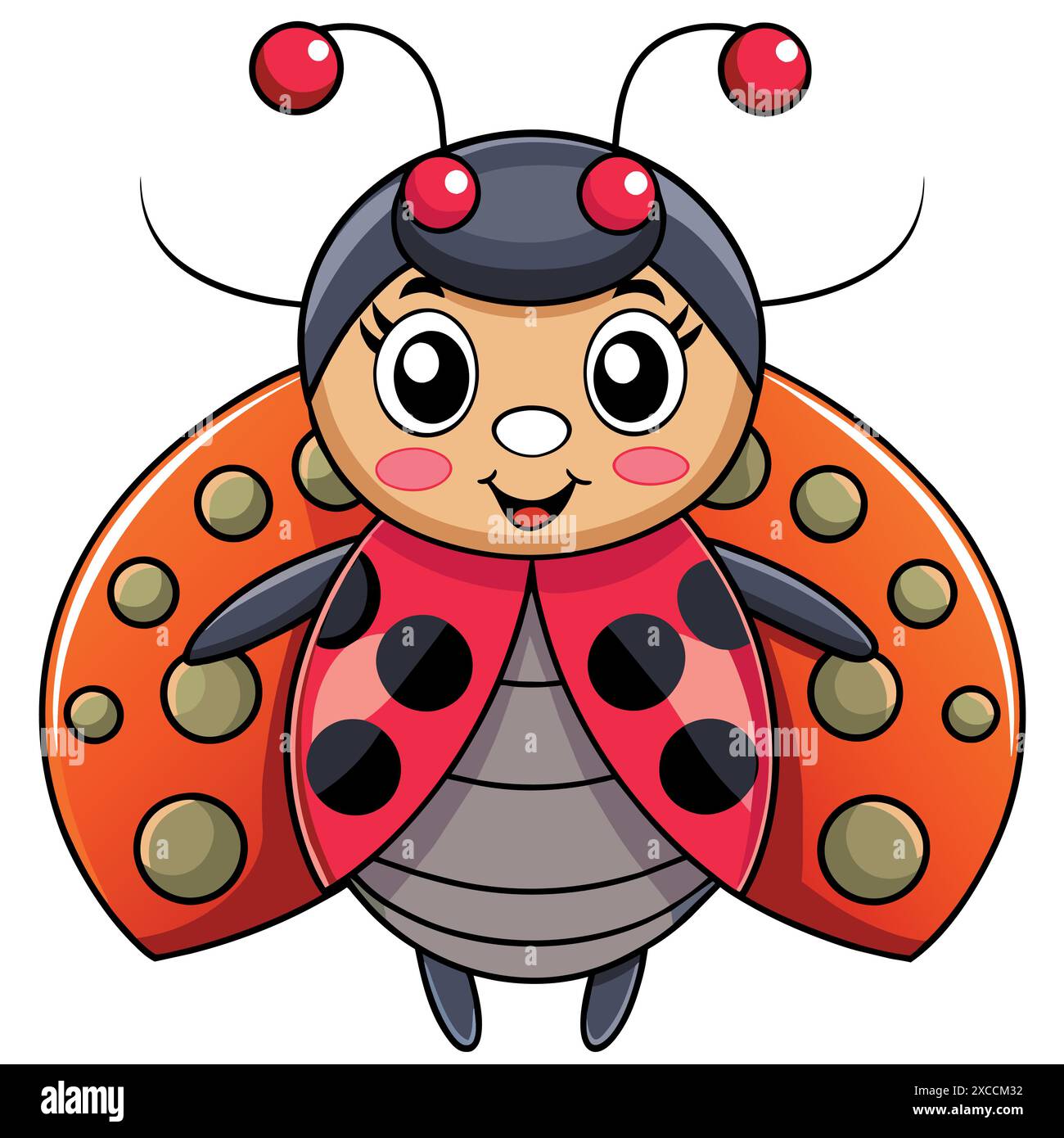 Asian Lady Beetle bug flies vector kawaii. AI generated image. Clipart ...