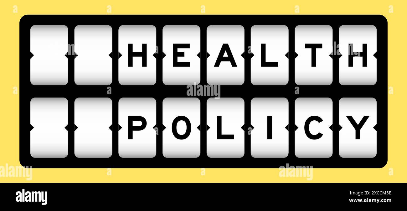 Black color in word health policy on slot banner with yellow color ...