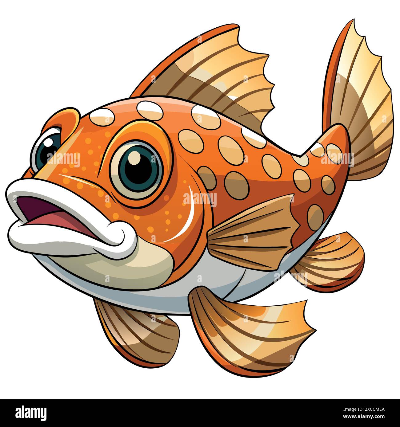 Atlantic Cod fish cries vector kawaii. AI generated image. Clipart ...