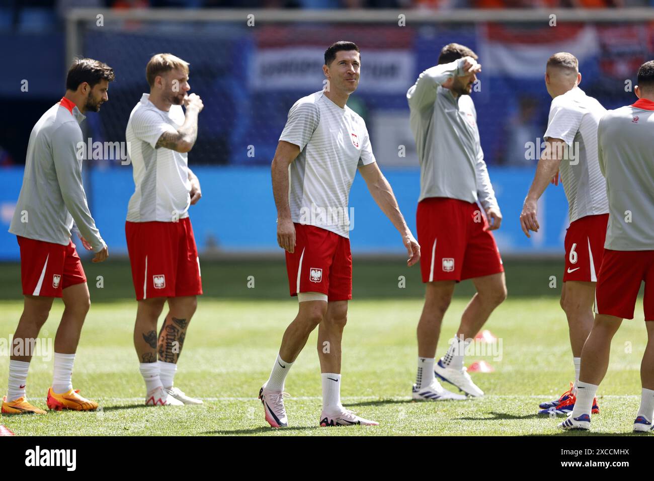 HAMBURG - Robert Lewandowski of Poland during the warm-up ahead of the ...