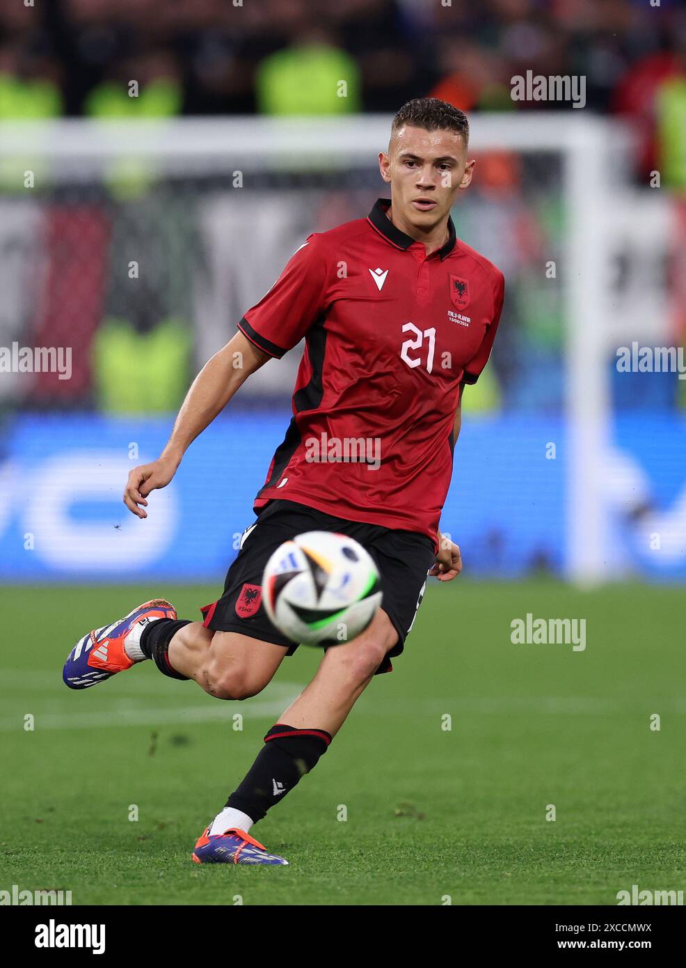Dortmund, Germany. 15th June, 2024. Kristjan Asllani of Albania during ...