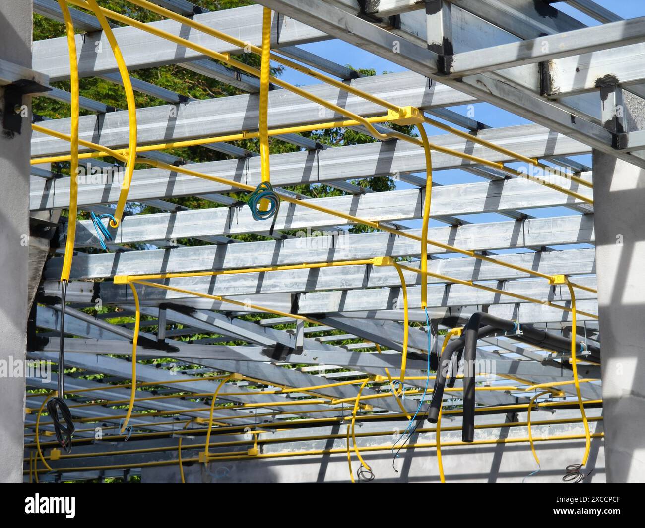 Metal engineering structure on a construction site Stock Photo - Alamy
