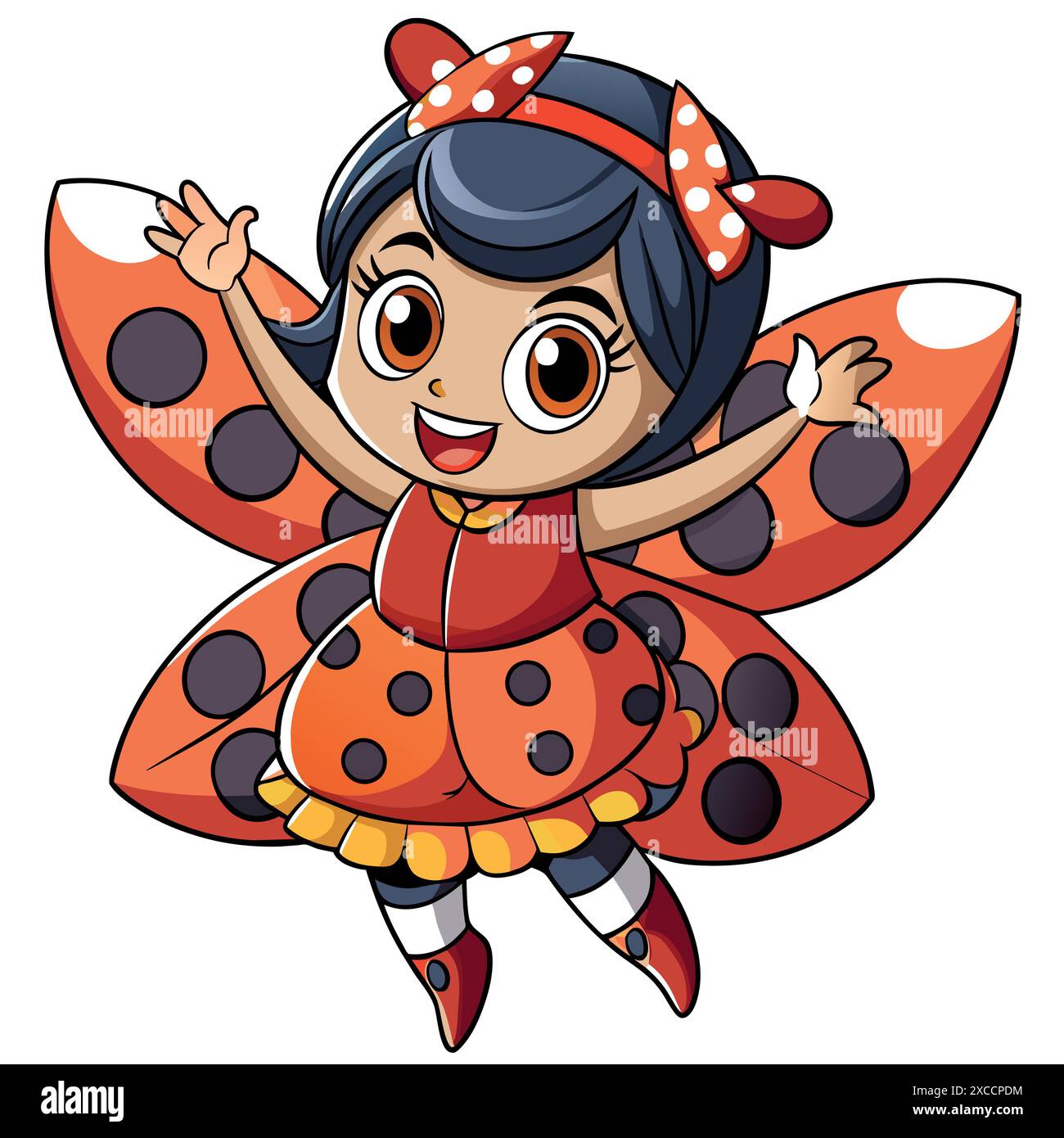 Asian Lady Beetle bug dancing vector kawaii. AI generated image ...