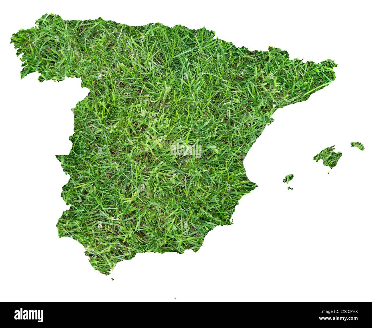 Map of Spain showing the country with a lawn soccer field from grass ...