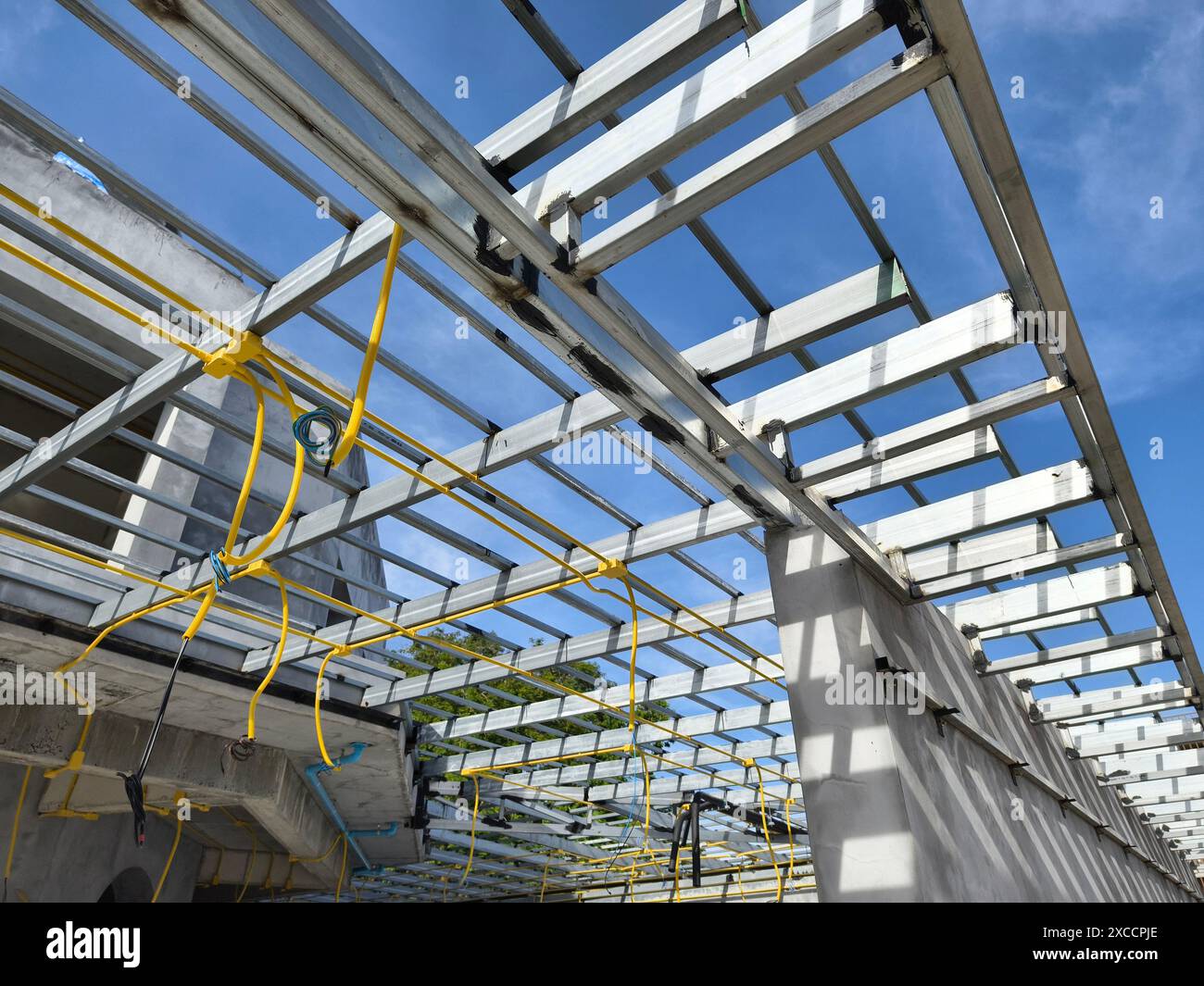 Metal engineering structure on a construction site Stock Photo - Alamy