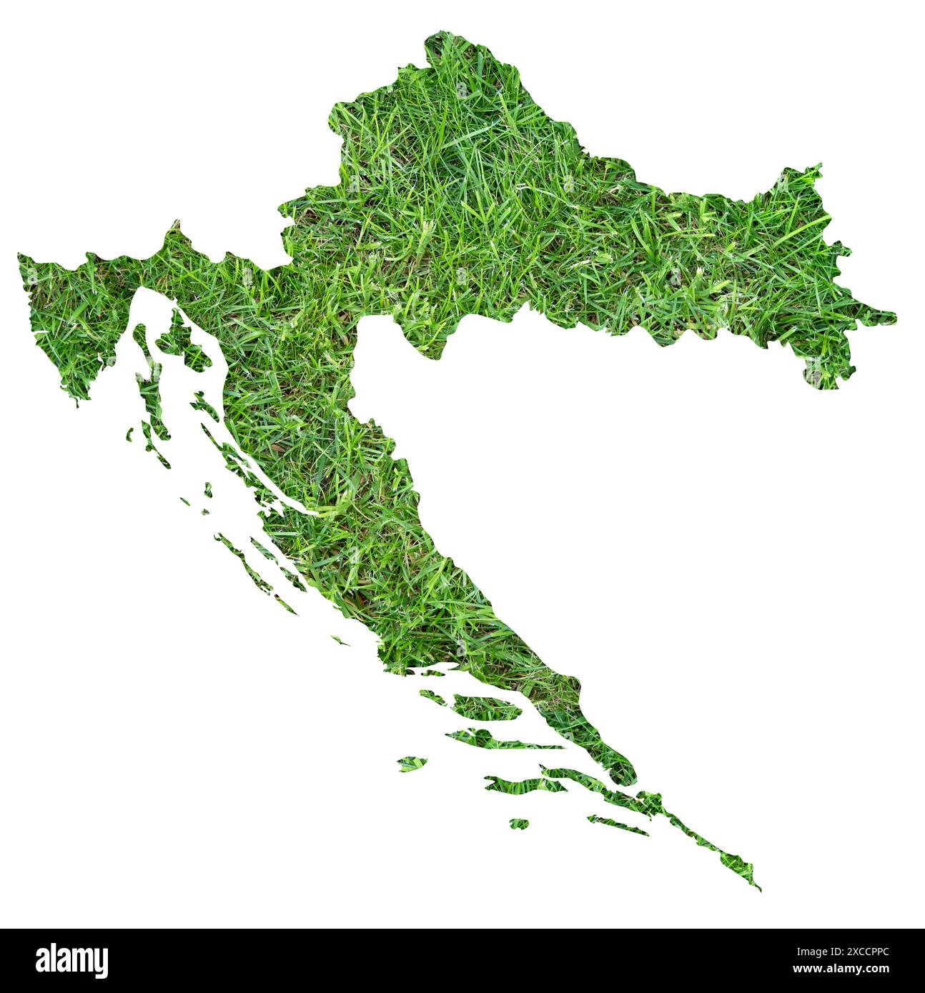 Map of Croatia showing the country with a lawn soccer field from grass ...