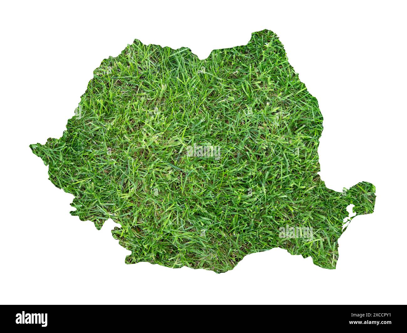 Map of Romania showing the country with a lawn soccer field from grass ...