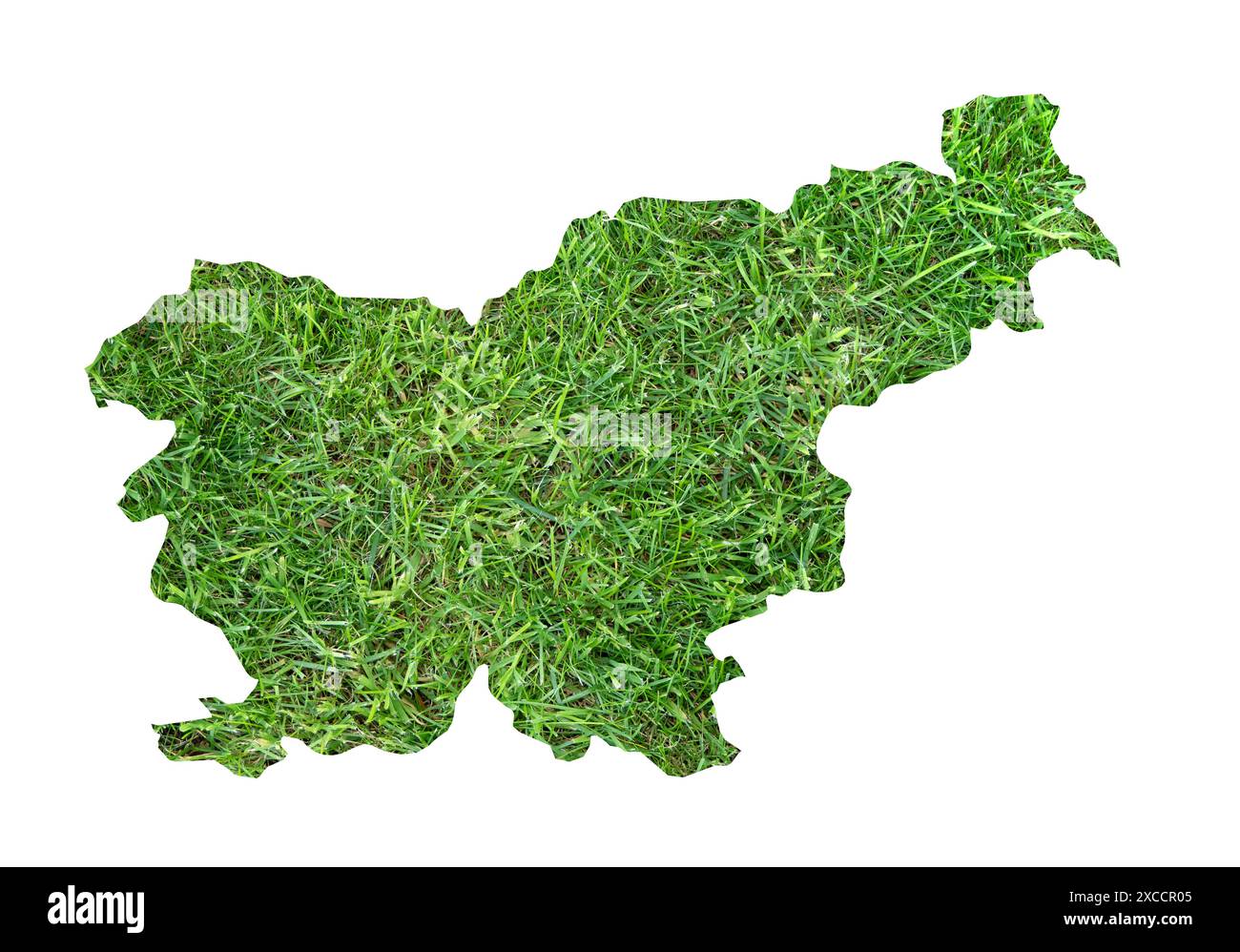 Map of Slovenia showing the country with a lawn soccer field from grass ...