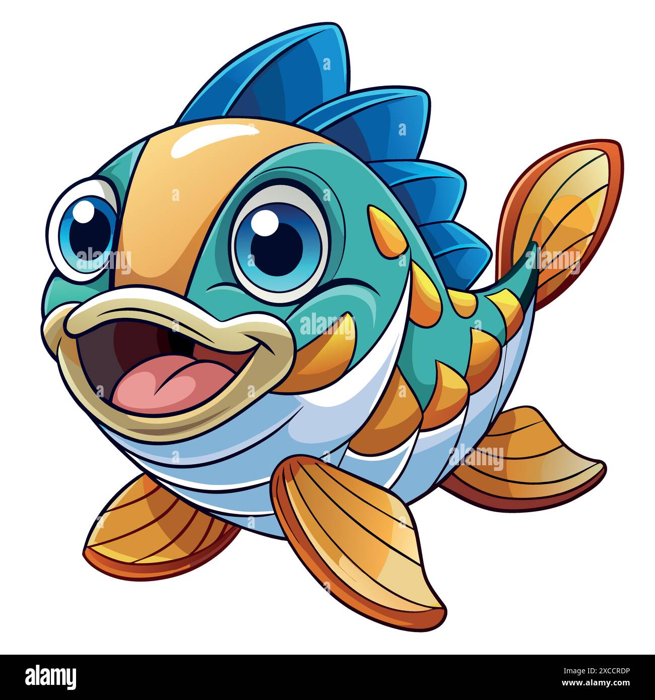 Atlantic Cod fish walks vector kawaii. AI generated image. Clipart ...