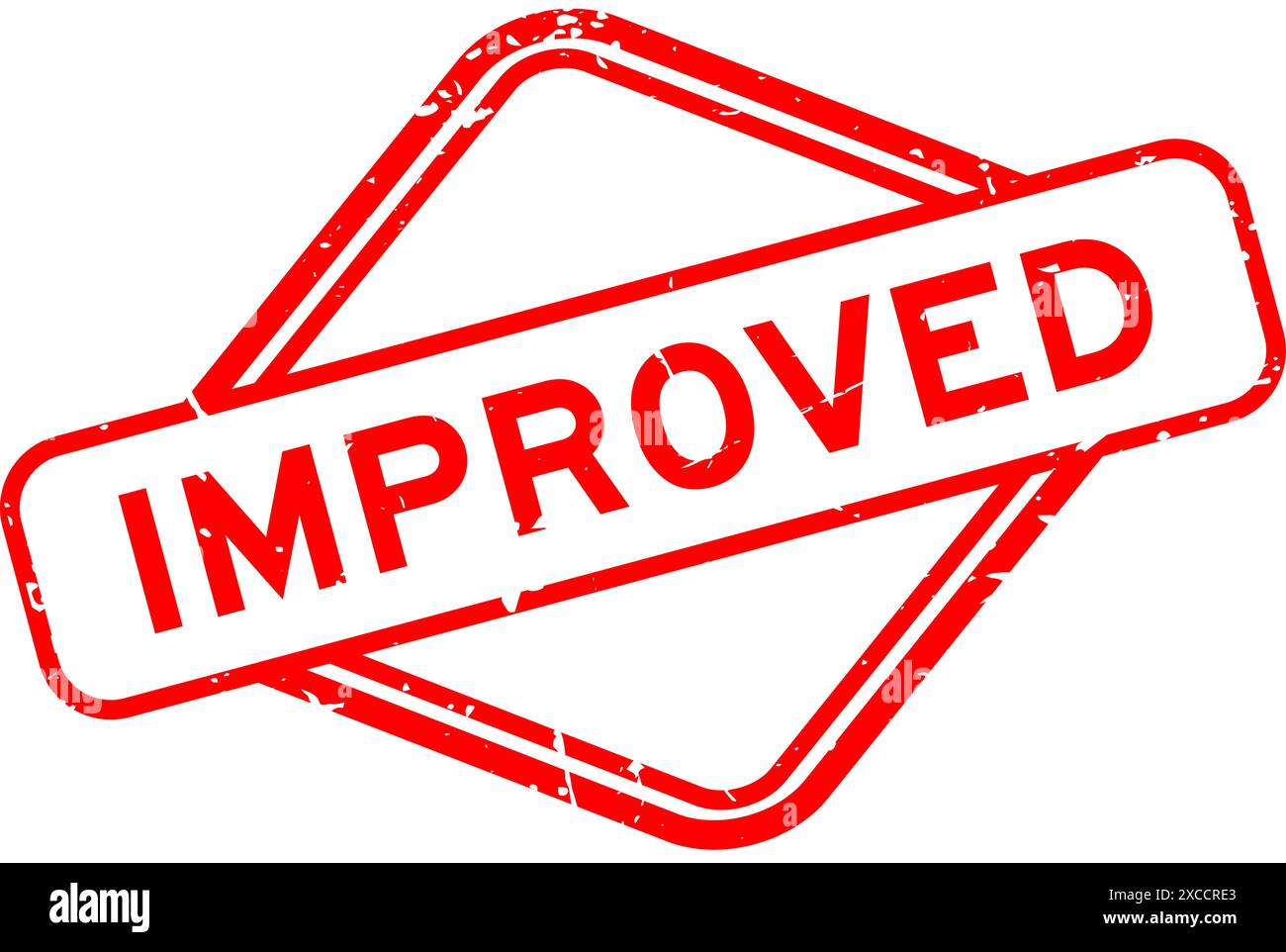 Grunge red improved word rubber seal stamp on white background Stock ...