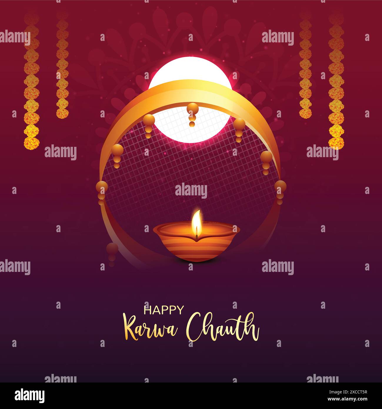 Happy karwa chauth festival greeting card background Stock Vector Image ...