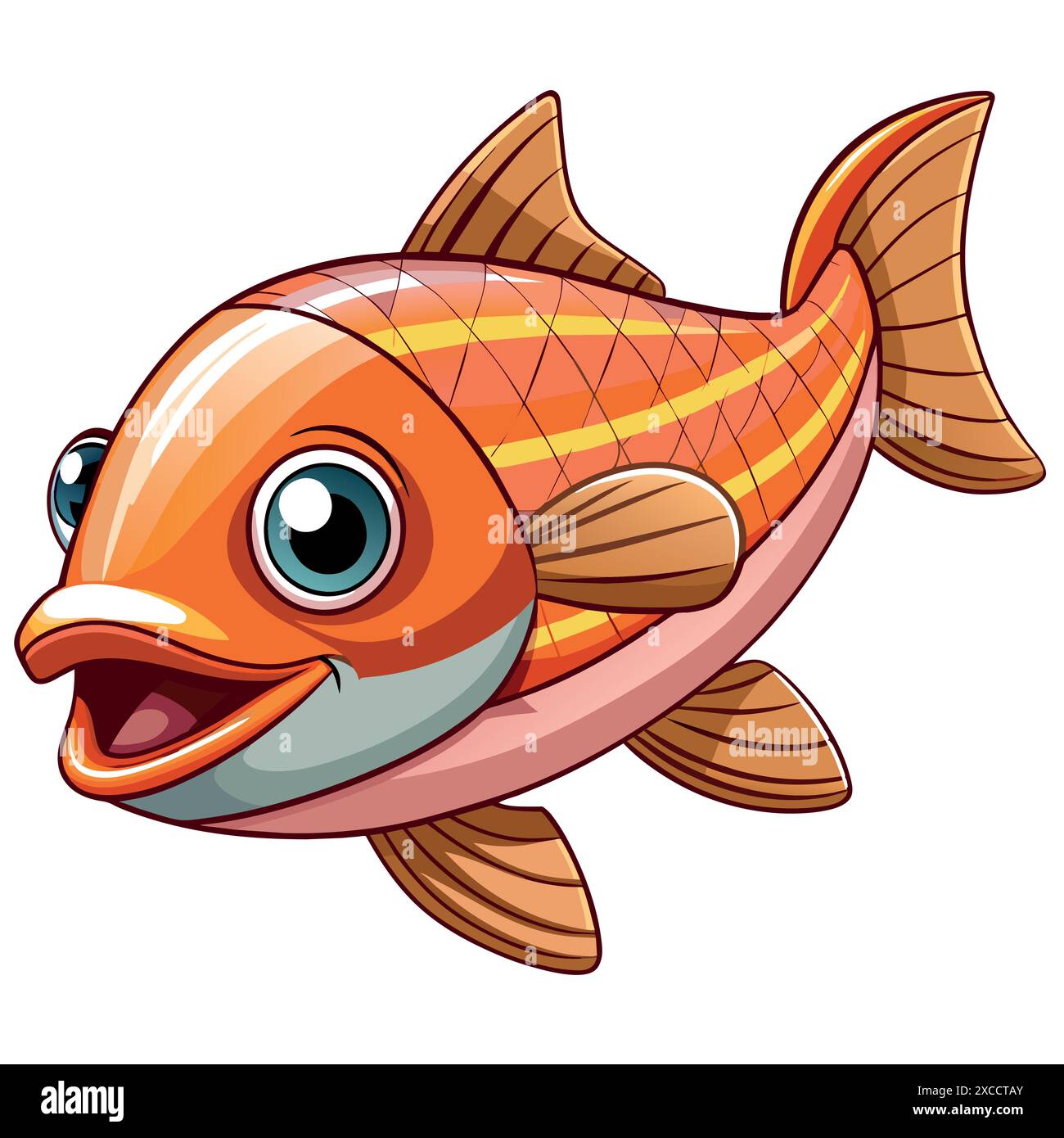 Atlantic Salmon fish looks vector kawaii. AI generated image. Clipart ...