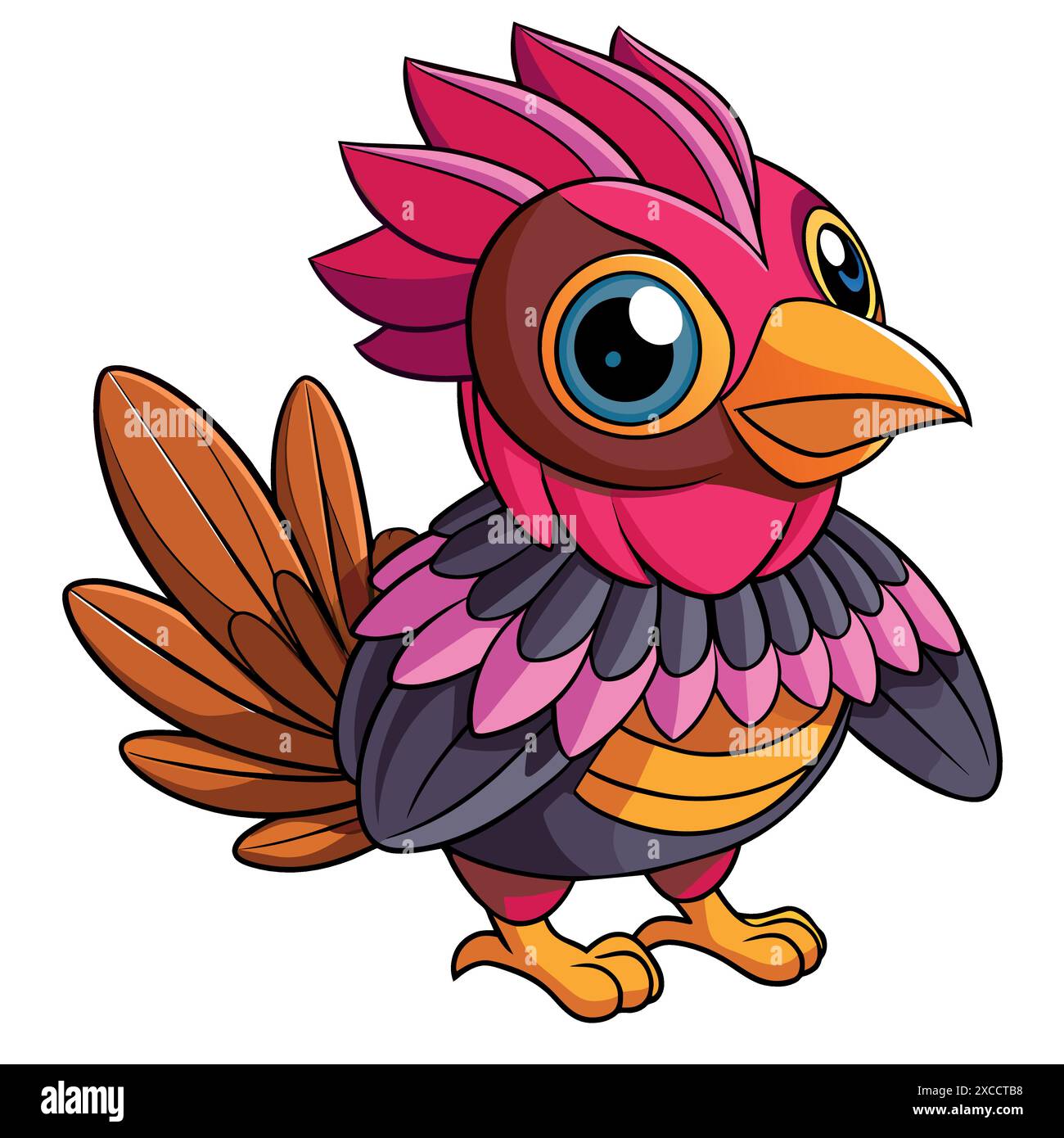 Asian Koel bird sits vector kawaii. AI generated image. Clipart cartoon ...