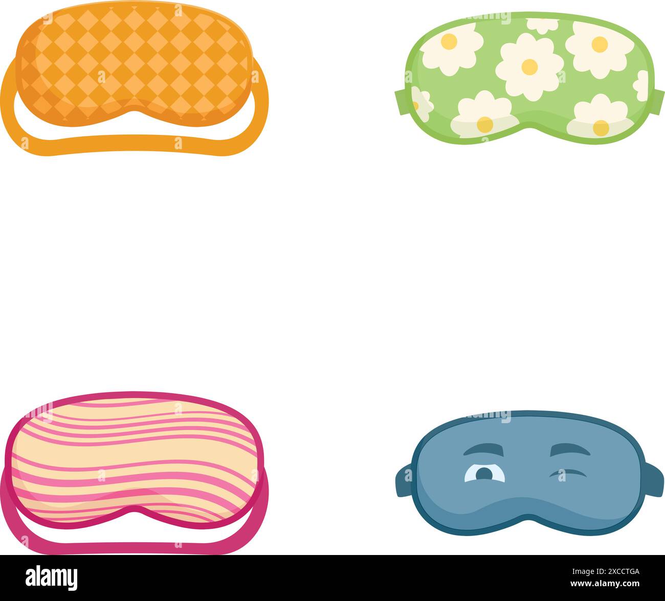Vector illustration of four different sleep eye masks with various ...