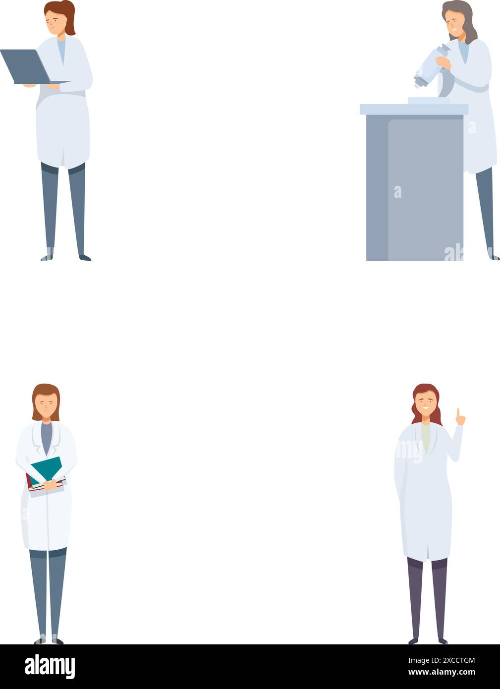Diverse and empowering professional female scientist collection with illustrations of women in ...