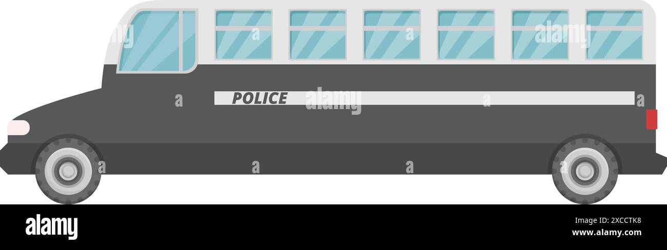 Long black and white police bus is waiting on the road Stock Vector ...